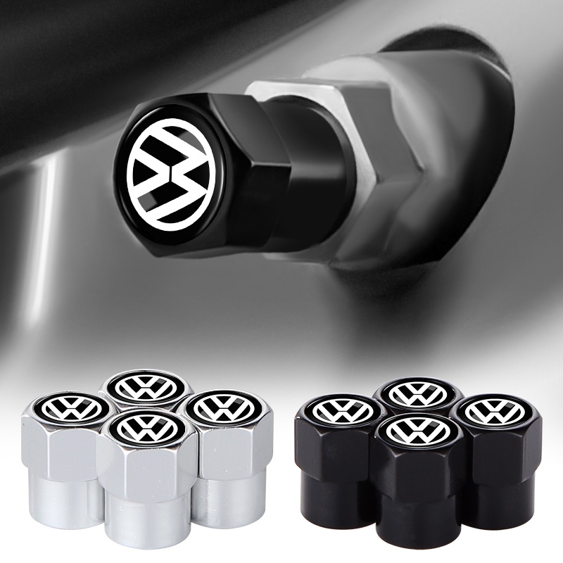4pcs/set Aluminium Car Vavle Air Cap Black/Silver Hexagon Wheel Valve ...