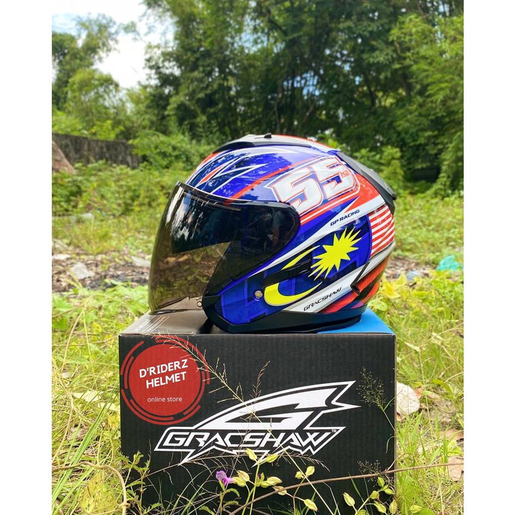 HELMET MURAH / GRACSHAW G555 GEOMAX G555 MALAYSIA HAFIZH SYAHRIN / OPEN ...