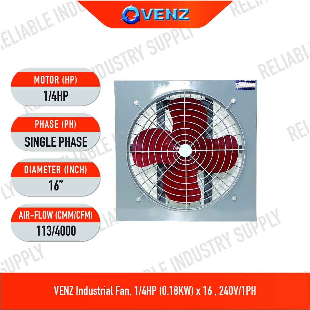 VENZ Industrial Fan, 0.18KW 16 Inches - 18 inches) 240V/1PH | Shopee ...