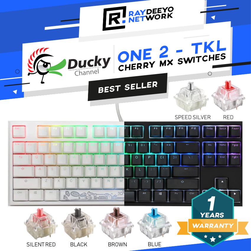 Ducky One 2 TKL RGB (White/Black) Double Shot PBT Mechanical Keyboard ...