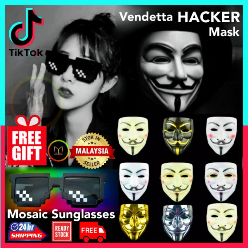 🔥 Vendetta Hacker Mask Movie Cosplay Fawkes Mosaic Sun Glasses Eyeglass ...