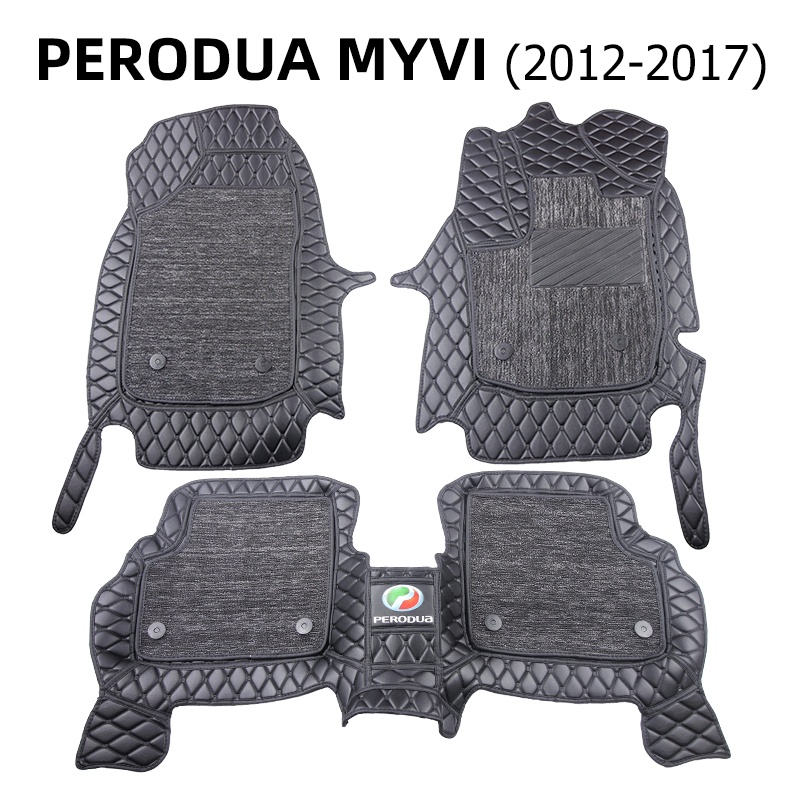 2Layers Carpet PERODUA MYVI Floor Mat (2005-Present) PU Leathe With ...