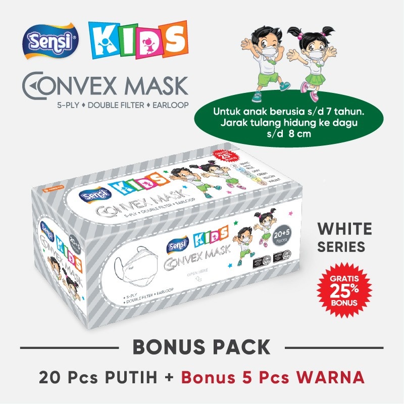 Convex Sension Mask 5 PLY KIDS Or JUNIOR EARLOOP Children Contents 25 ...