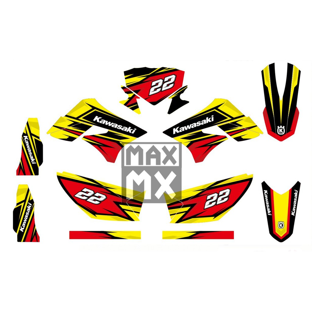 MERAH Klx 150 S Sticker Decal Variations of Custom Full Body Yellow Red ...