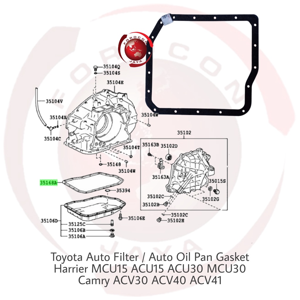 Toyota Auto Filter Gasket / Auto Oil Pan Seal Gasket Caldina Harrier ...