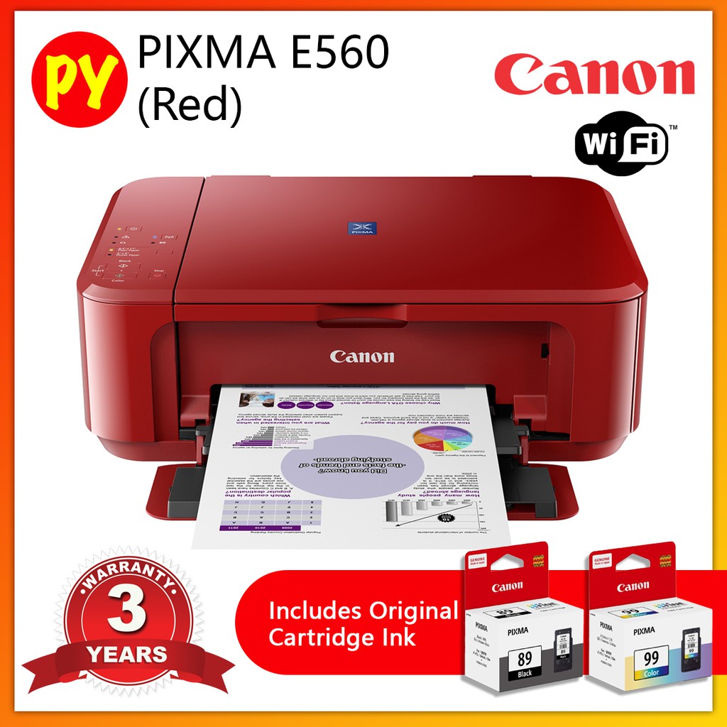 Canon PIXMA E560/E560R All-in-One Printer with WiFi (Use ink PG89 CL99 ...