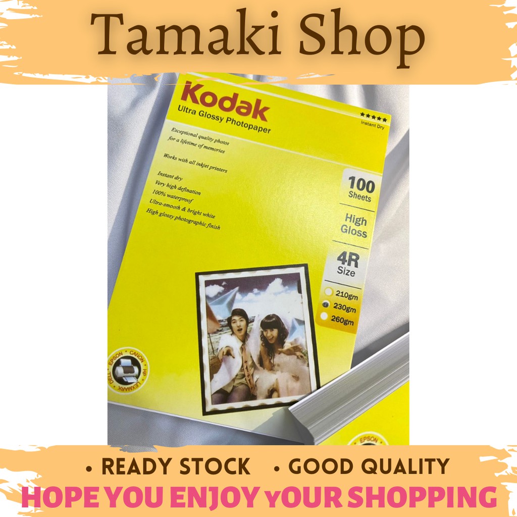 GLOSSY PHOTO PAPER 4R 230gsm 100 Sheet For All Inkjet Printer (KODAK ...