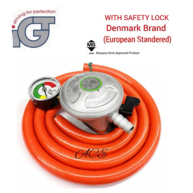 IGT Gas Regulator for LPG W/O EFV With SAFETY LOCK & 1.5Hose(Denmark ...