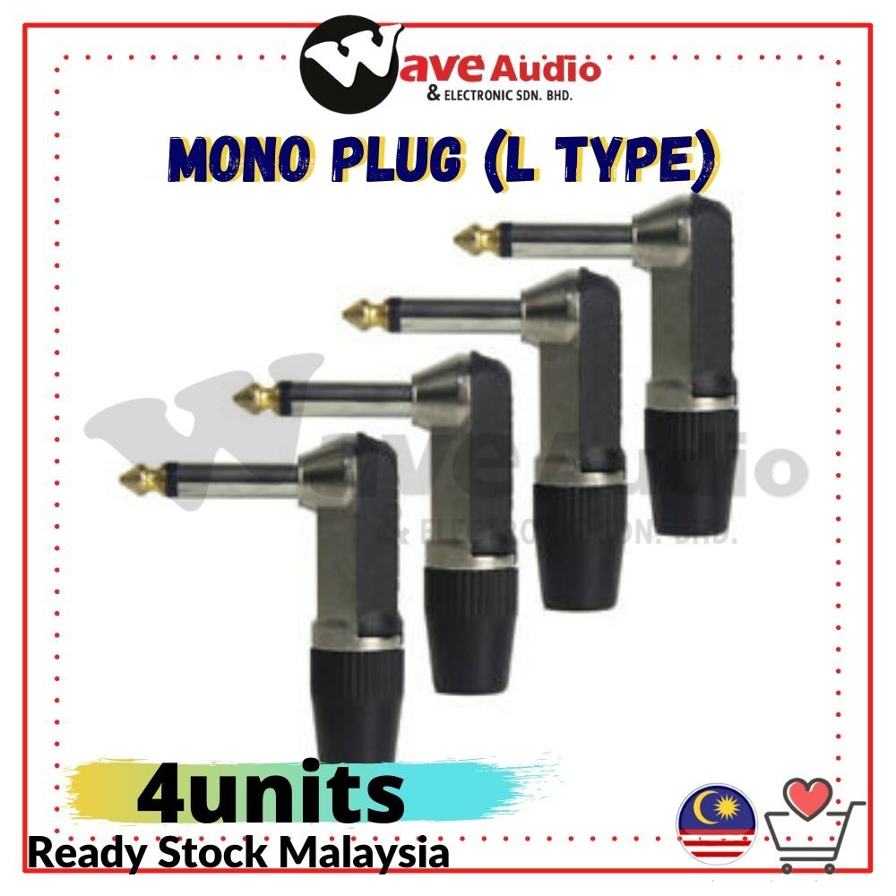 6.35mm Right Angle Mono Plug Jack Right Angle Male Mono Plug L-shape ...