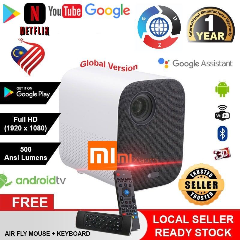 🔥💯ORIGINAL💯🔥🇲🇾Xiaomi Mi Mini Portable Android Smart Laser Projector ...