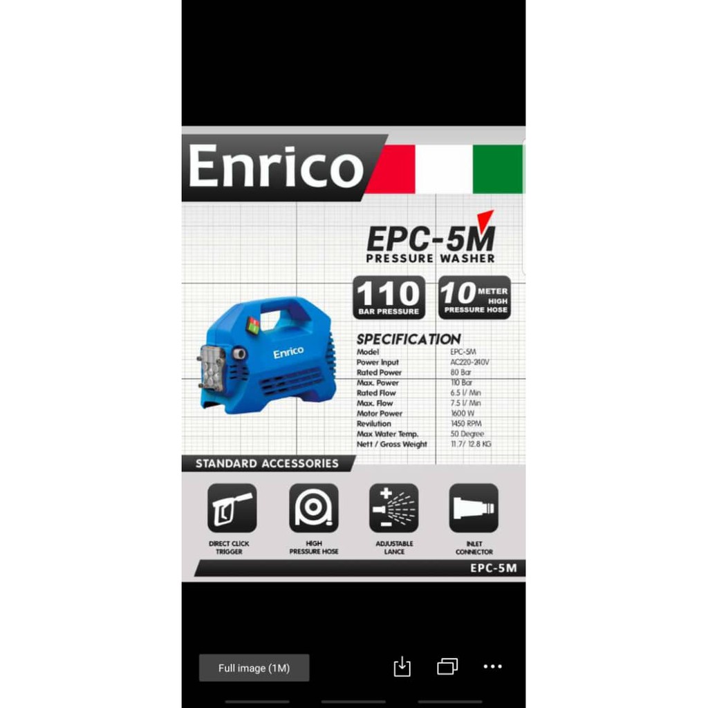 ENRICO EPC-5M PRESSURE WASHER 80BAR | Shopee Malaysia