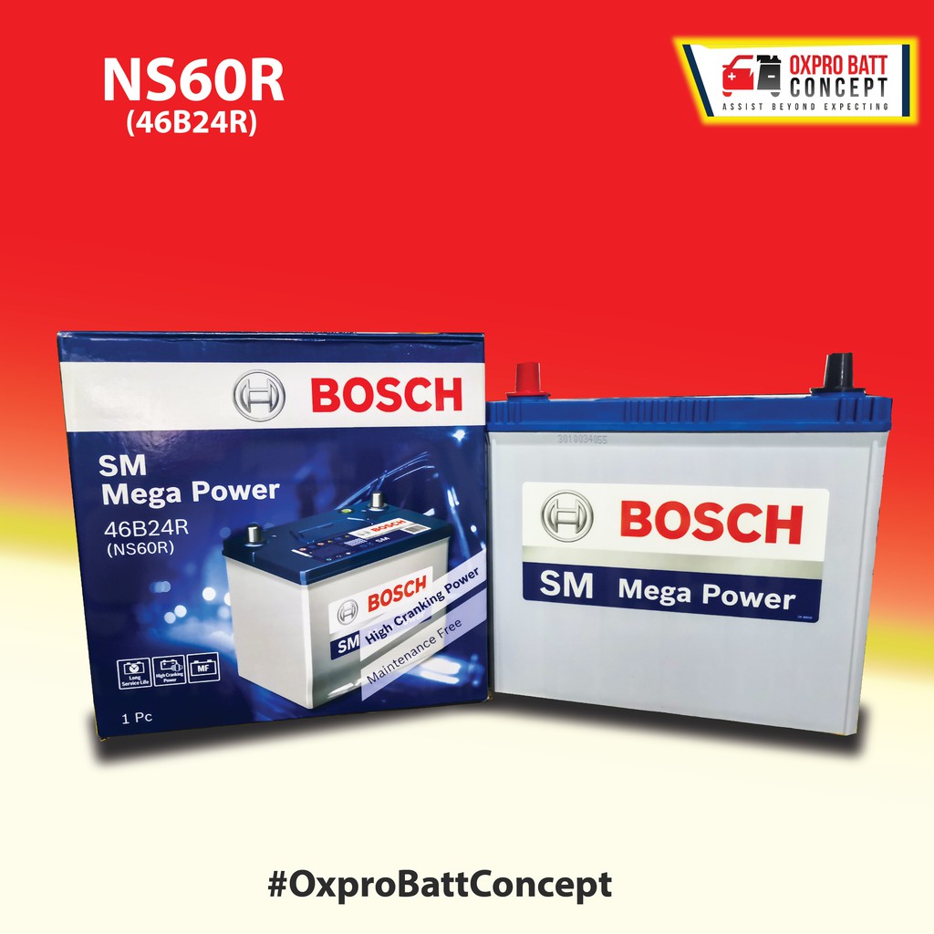 BOSCH NS60RS NS60 Car Battery MF 46B24RS for Wira, Saga BLM/FLX, Toyota ...