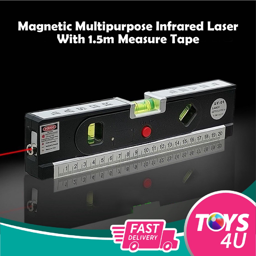 Magnetic Multipurpose Infrared Laser With 1.5m Measure Tape Water Level ...