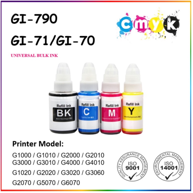 CANON GI790 GI-790 / GI71 / GI70 BLACK CMY COMPATIBLE REFILL INK G1000 ...