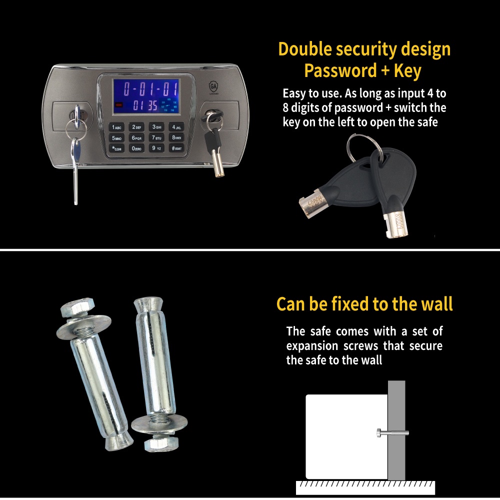 TRENY LCD Dual Locking Alarm Electronic Three Steel Safety box/Safe Box SafetyBox Safe Box ...