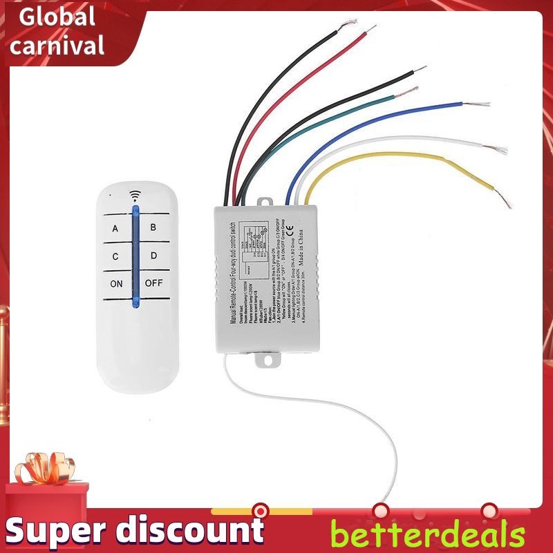 hot sale1/2/3/4 Ways 220V ON/OFF Wireless Receiver Wall Lamp Light ...