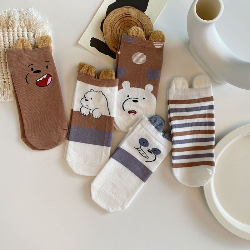 Cute We Bare Bears Socks | Bear Face Socks | Socks with Ears | Animal ...