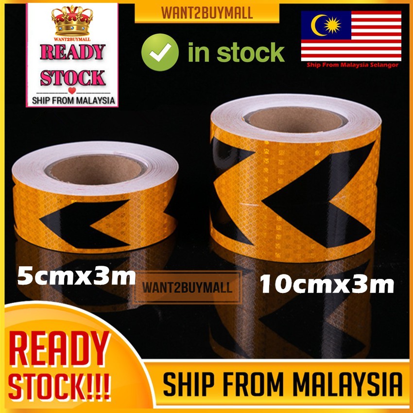 10cm x 3M Arrow Marking Truck Lorry Car Safety Warning Conspicuity ...