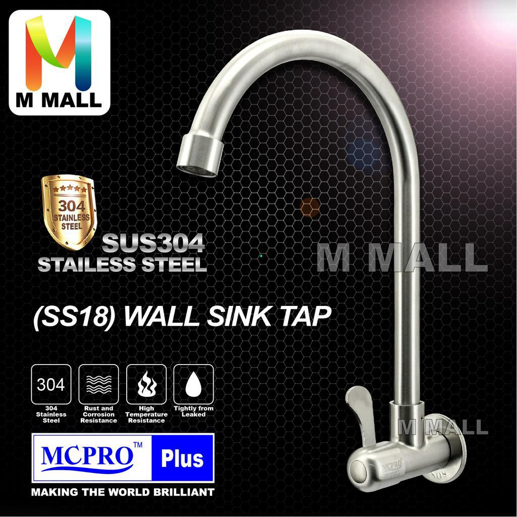 MCPRO Plus Stainless Steel SUS 304 Premium Kitchen Faucet WALL SINK TAP (SS18) | Shopee Malaysia
