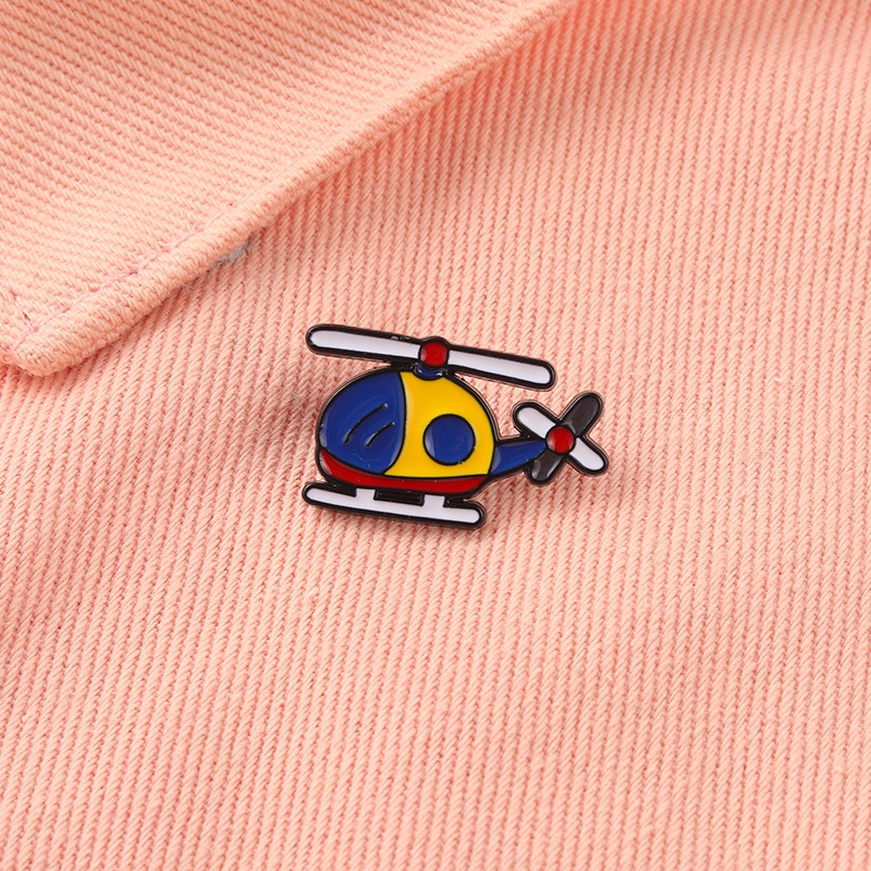 Cartoon Helicopter Enamel Pin Creative Cute Aircraft Brooch Badges ...