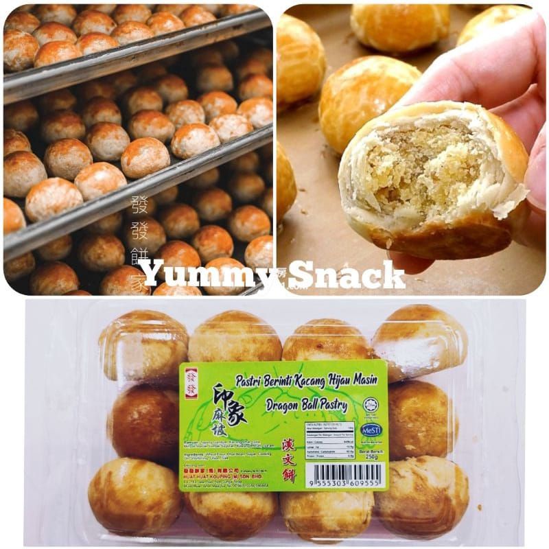12pcs Biskut Berinti Kacang Hijau Masin / Dragon Ball Pastry 250g ...