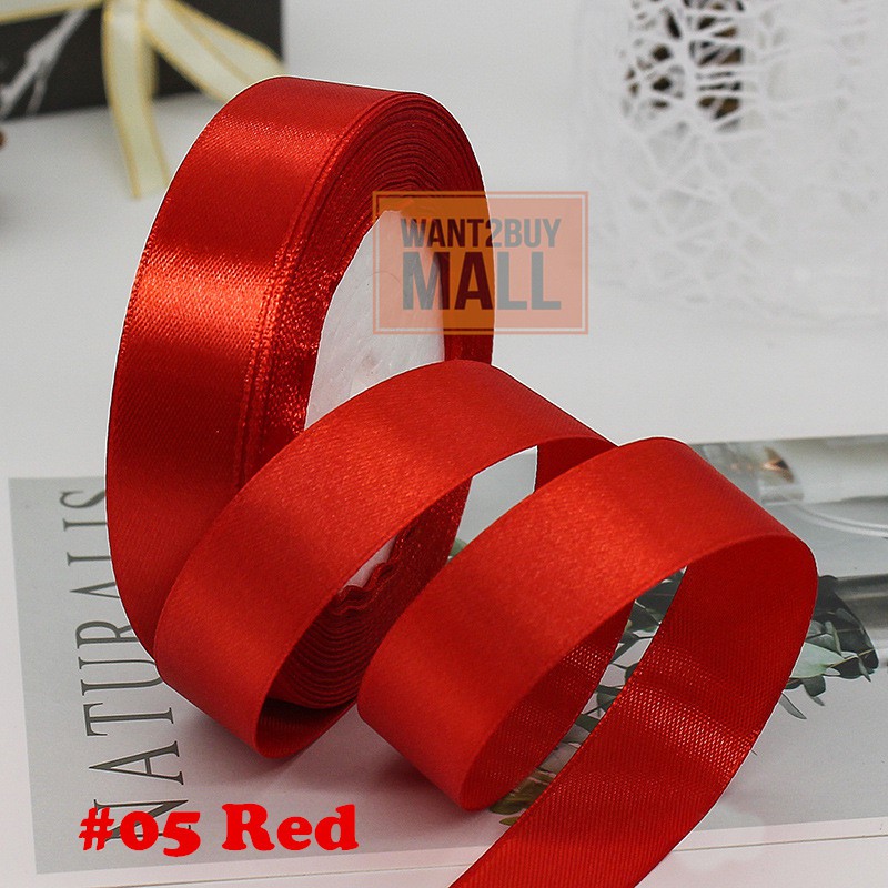 🇲🇾 2CM (22M) DIY Bow Craft Satin Ribbon Flower Wrapping Webbing ...