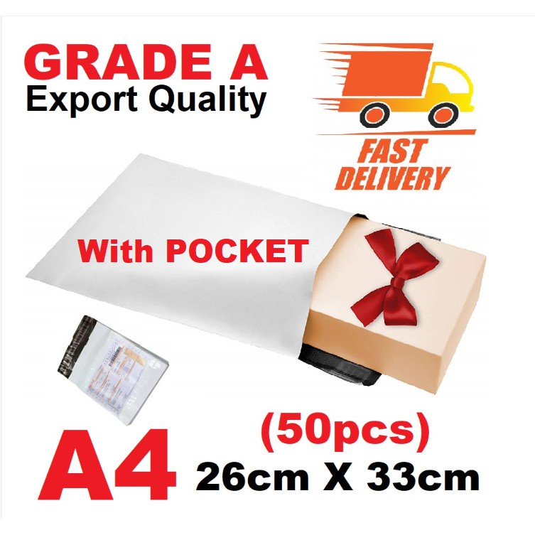 Courier bag 🔥PROMO🔥 50pcs A4 White Flyer Courier Bag with Pocket ...