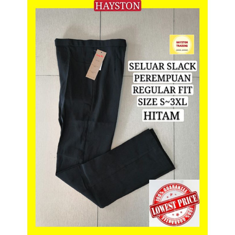 SELUAR SLACK HITAM PEREMPUAN BLUE LUIS | REGULAR FIT | SESUAI UNTUK ...