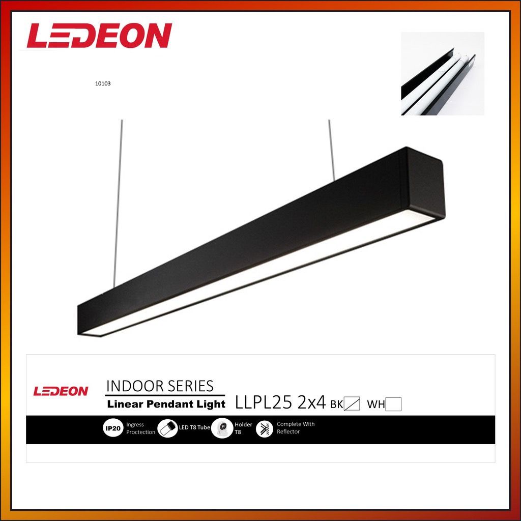 YETPlus LEDEON LLPL25 1X4 / 2X4 Black Linear Pendant Ceiling Light ...