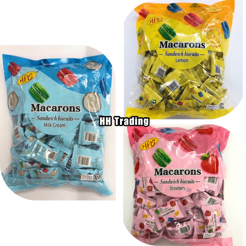 HPG MACARONS SANDWICH BISCUITS 400g (80pcs) 马卡龙夹心饼干 MILK CREAM ...