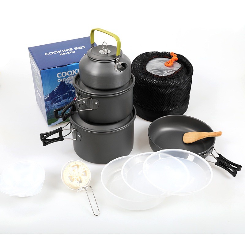 Set Memasak Camping Cooking Set Cookware Utensil Outdoor Cooking Teapot ...