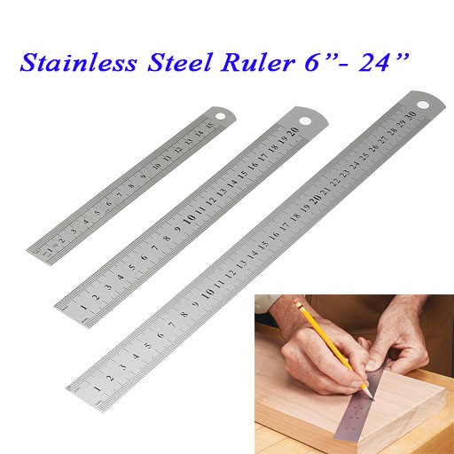 Stainless Steel Ruler 6" (15cm) - 24" (60cm) Besi Pembaris Striaght ...