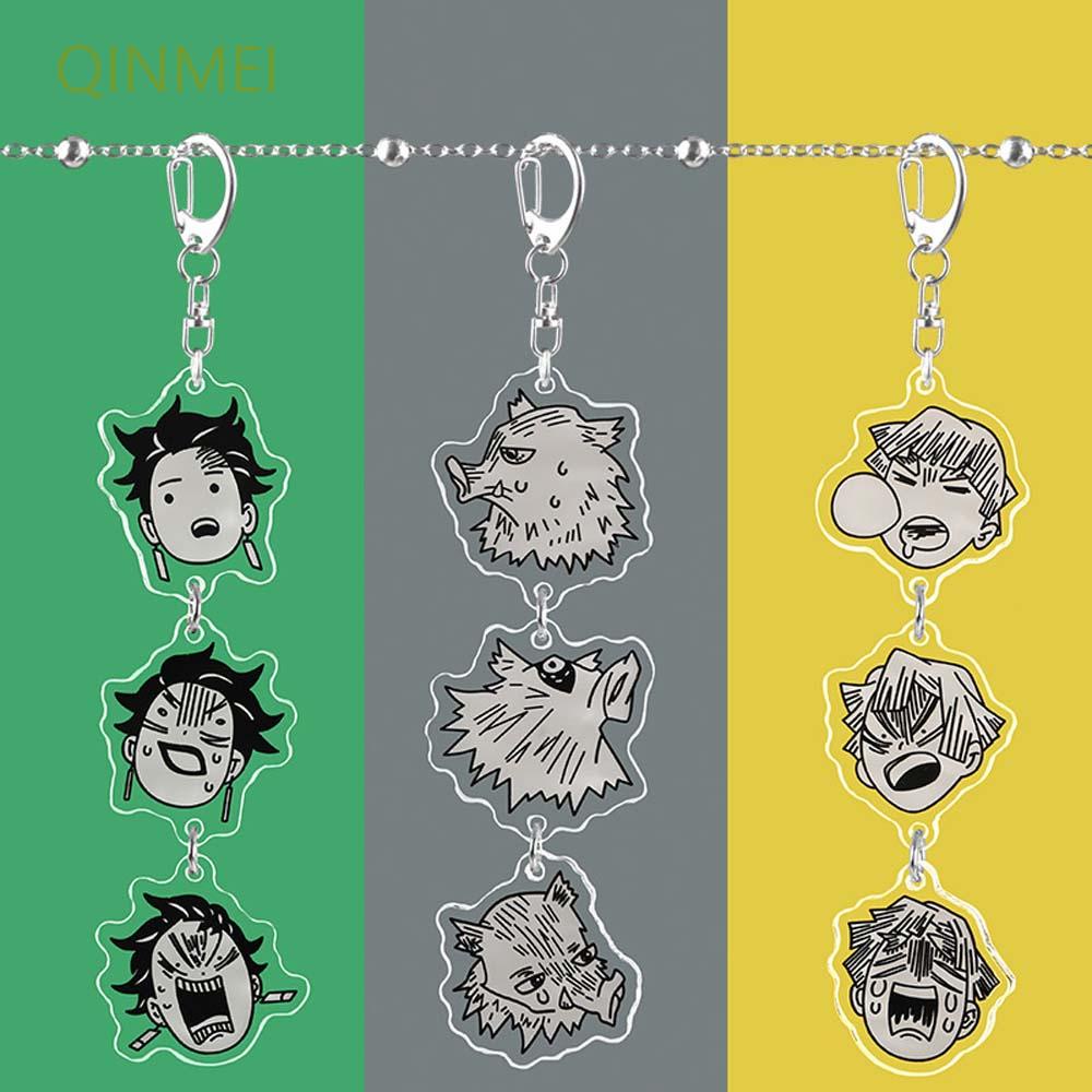 QINMEI Cute Keychain Cosplay Key Ring Holder Demon Slayer Figure Toys ...