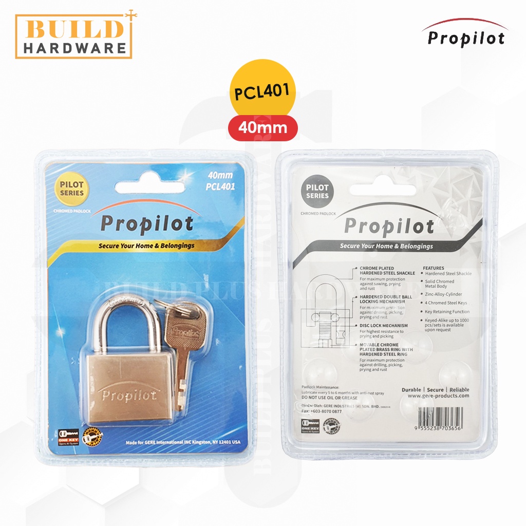 PROPILOT 40mm/50mm Keyed-Alike Padlock Chromed Metal Key Alike Antipick ...