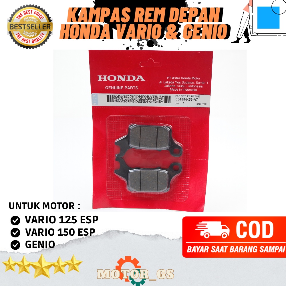Front Disc Brake Pads Front Discpad Honda Vario 150 LED & Vario 125 LED ...