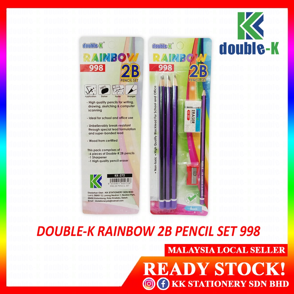 Double-K 2B Pencil Set KK-270 Eco-Green, KK-271 Lady Bird, KK-272 Rainbow - RM2.30/card | Shopee ...