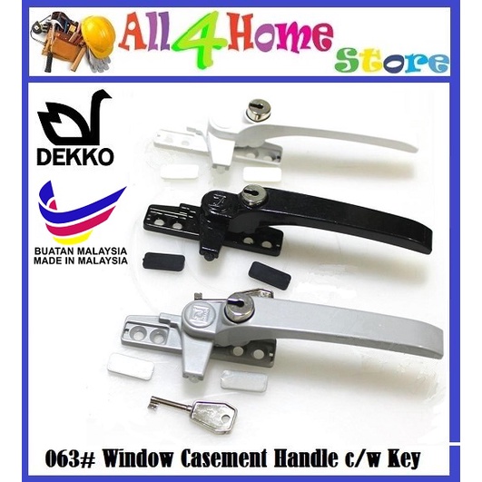 DEKKO Key Lockable Window Casement Handle 38/58mm (DK063AOS) Silver ...
