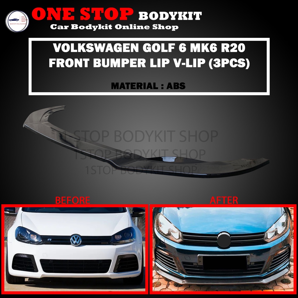 VOLKSWAGEN GOLF MK6 R20 FRONT BUMPER LIP FRONT V-LIP ABS SKIRT LIP ...