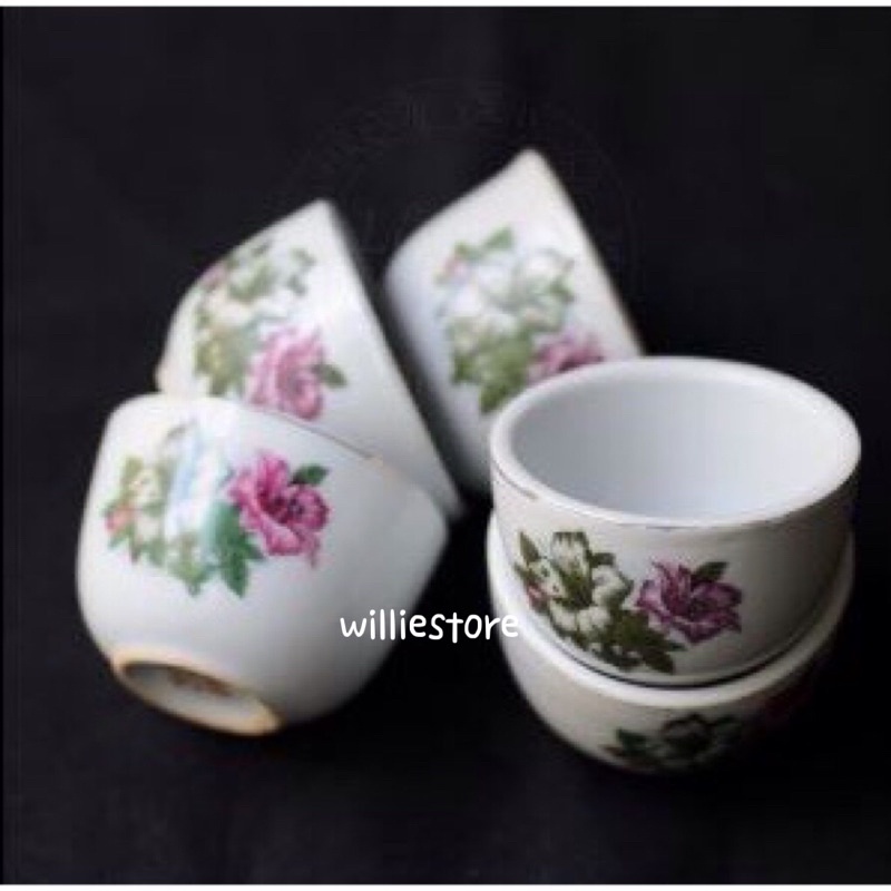 Traditional Porcelain Floral Hibiscus Design Tea Cup/Cawan Bunga ...
