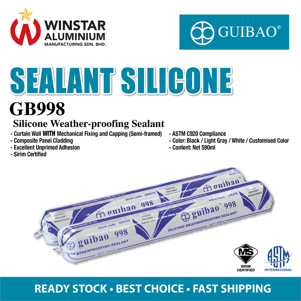 GB998 Guibao Silicone & Sealant Best for Multipurpose (BLACK/ GREY ...