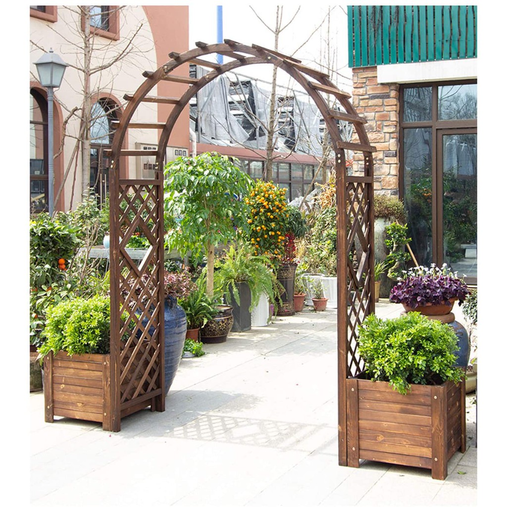 Flower Arch with Planter, Garden Rose Entrance Arch , Gate, Flower Pot ...