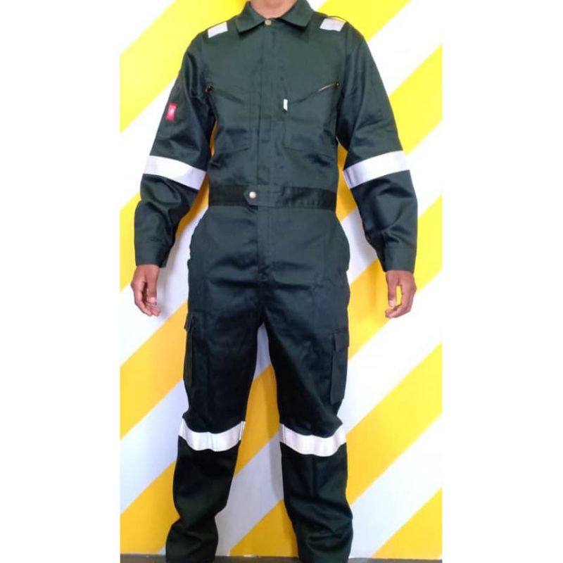 Flame Resistant Retardant Coverall Dark Green With Reflector (Sabah and ...
