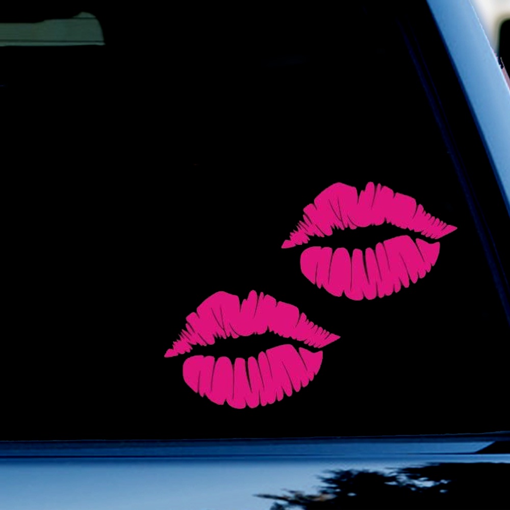 3.8inchx5.5inch Kiss Mark Lips Bumper Sticker Decal for Truck Car, Pink ...