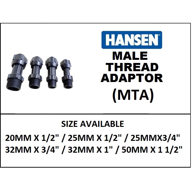 HANSEN MTA / HANSEN Male Thread Adaptor / HANSEN MALE THREAD ADAPTOR ...