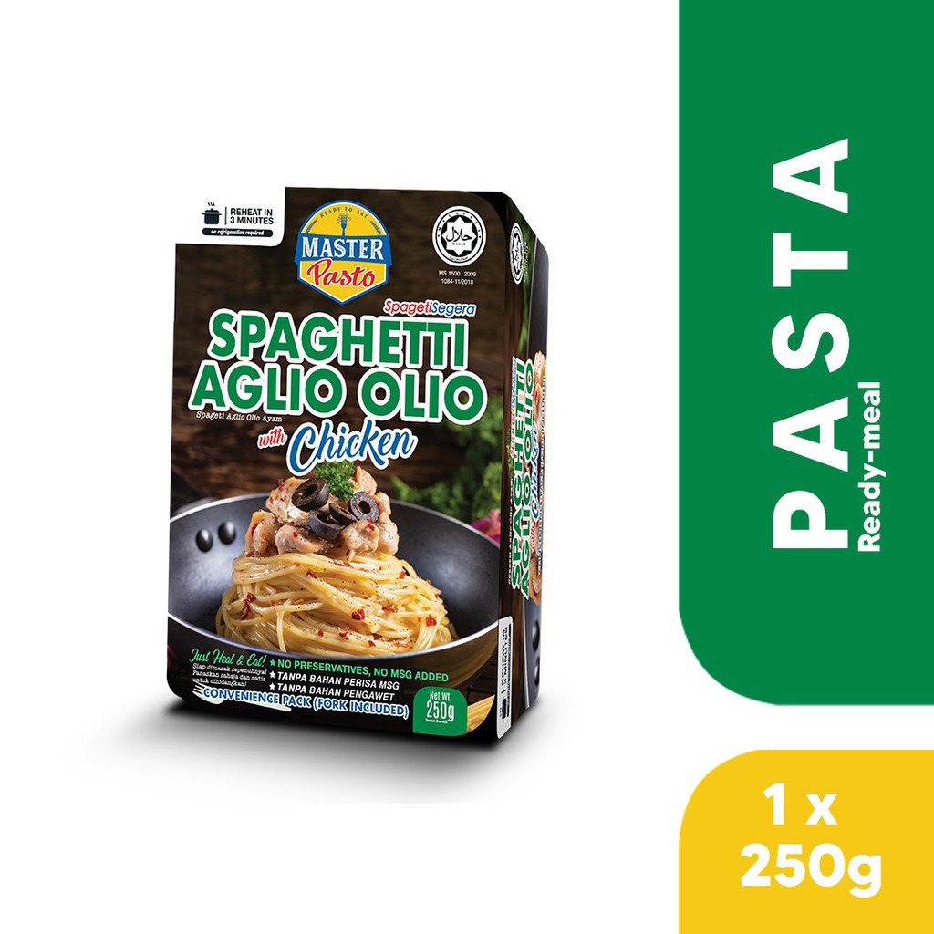 (4-Pack Bundle) Master Pasto 3-Minute Spaghetti Aglio Olio with Chicken ...