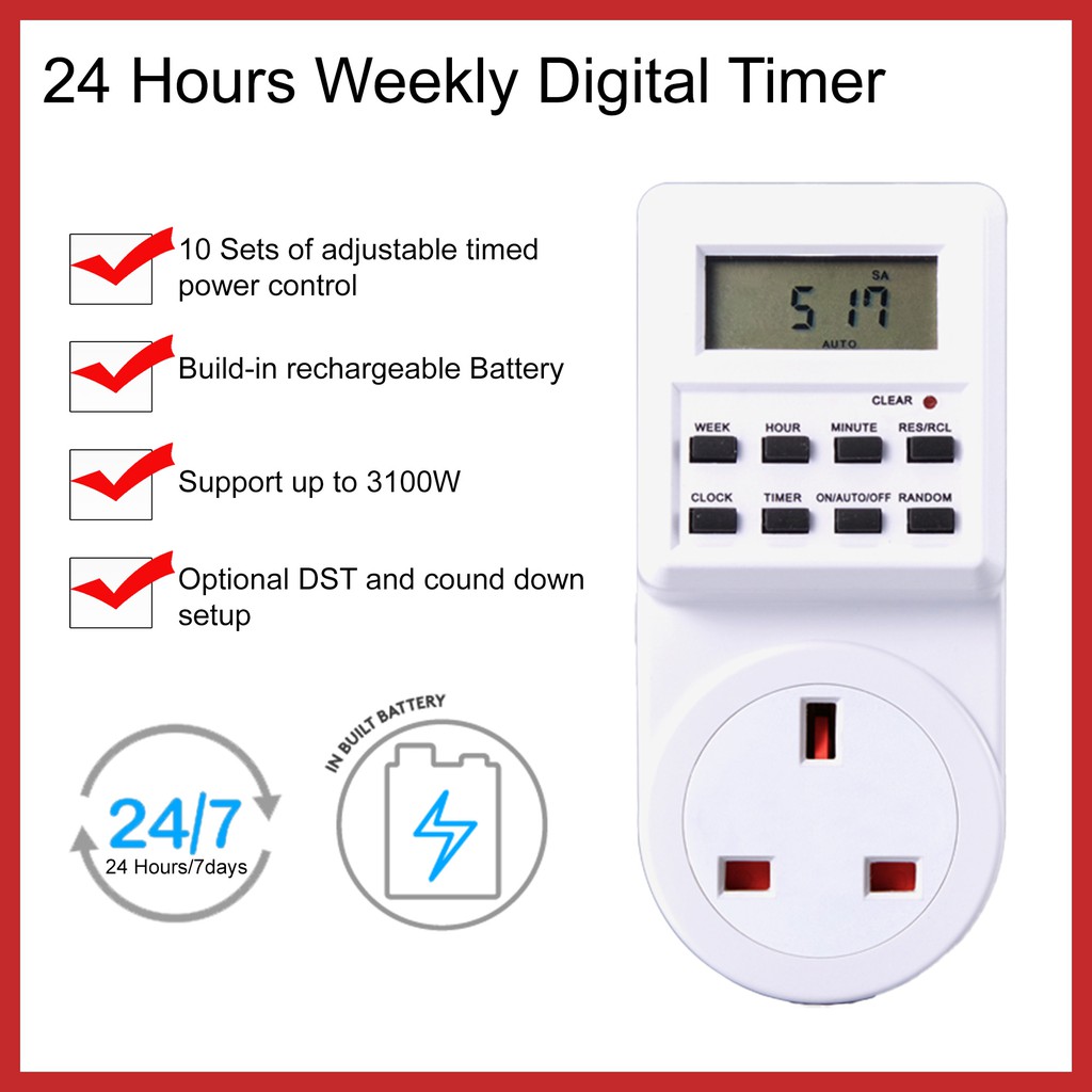 Sum 24hrs Digital Timer Analog Timer 3 Pin Plug Shopee Malaysia