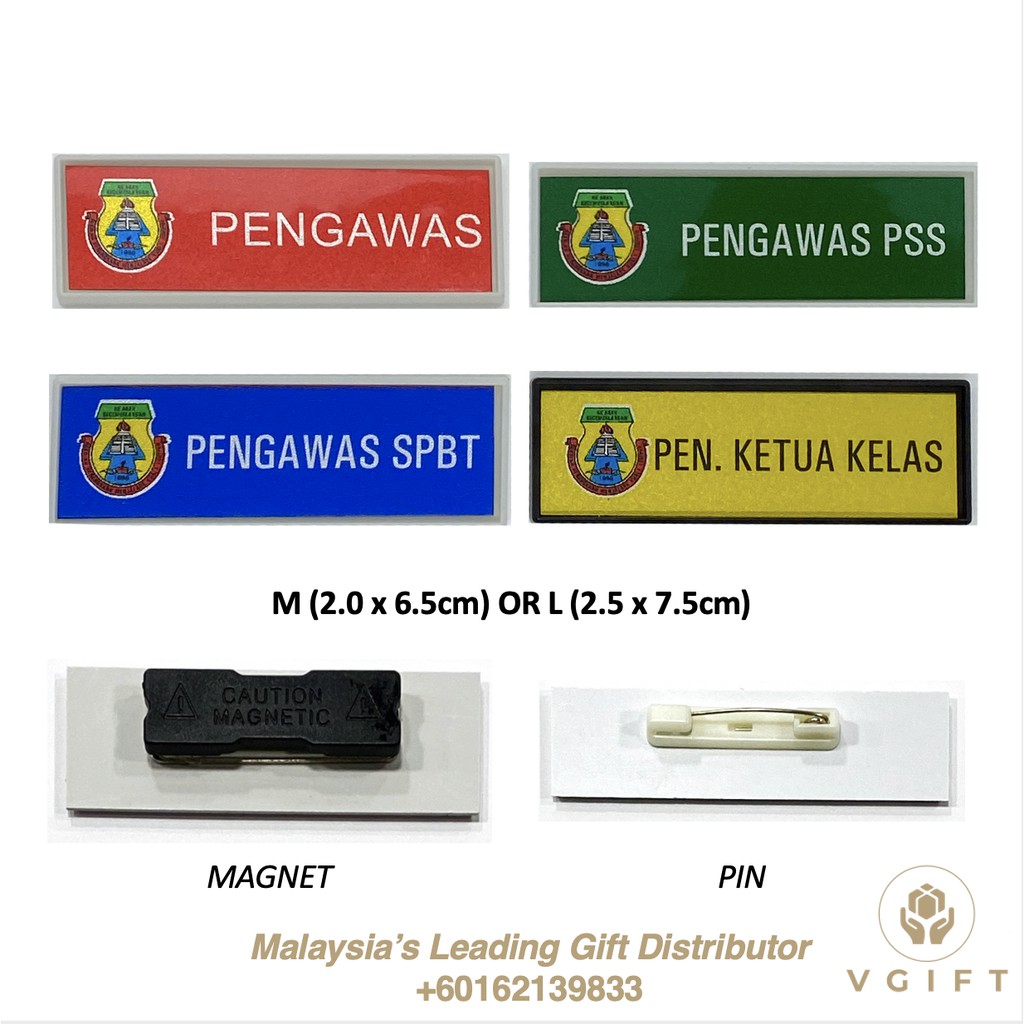 Plastic Case and Insert Name Tag Pin / Magnet Tag Nama Plastik Nametag ...