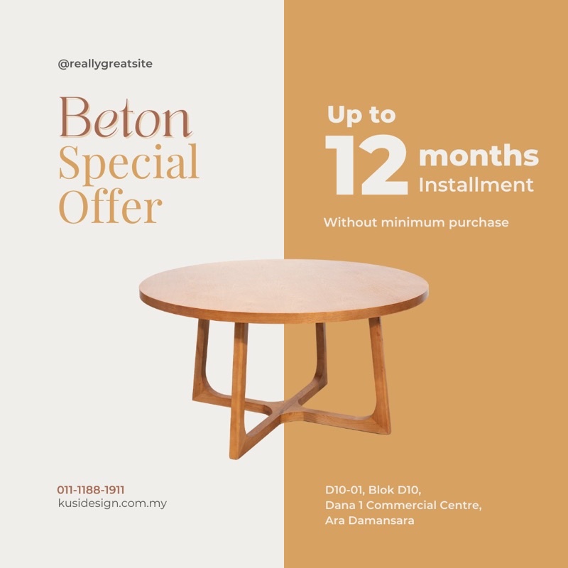 KUSI Beton Dining Table / Muji Style Dining Table / Round Dining Table ...