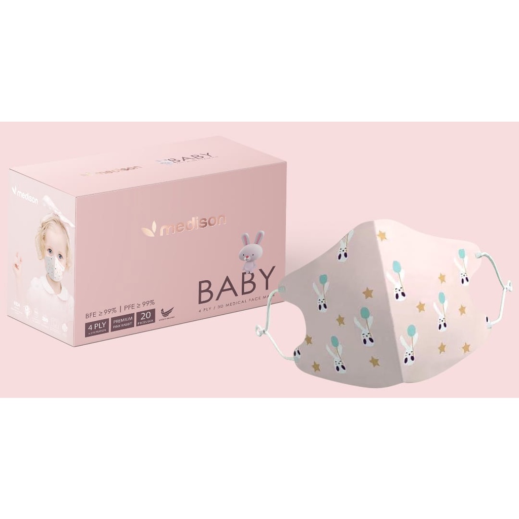 MEDISON 4PLY BABY 3D Medical Face Mask 3 Months to 3 Years Old KIDS (20 ...