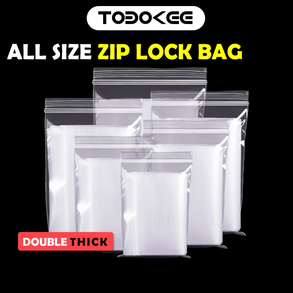 100pcs Thick Zip Lock Plastic Bag Ready Stock Transparent Food Plastik ...
